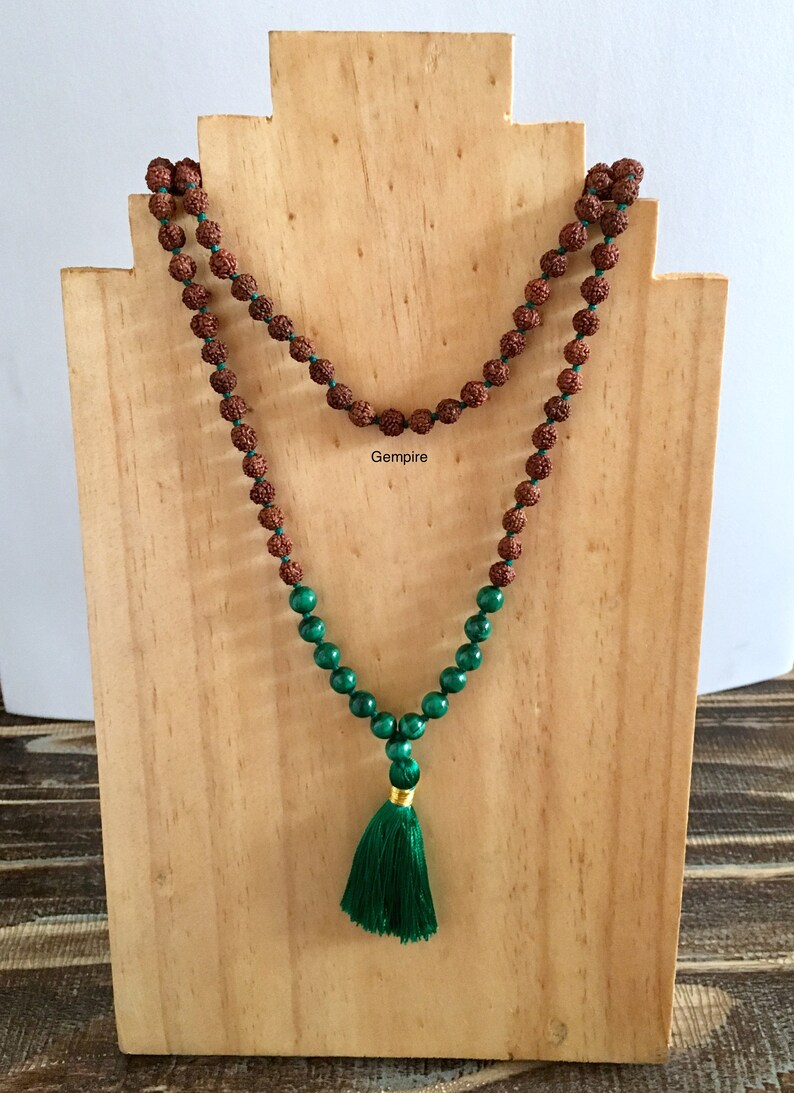 Malachite Mala Necklace 108 Rudraksha Mala Knotted 108 Prayer | Etsy