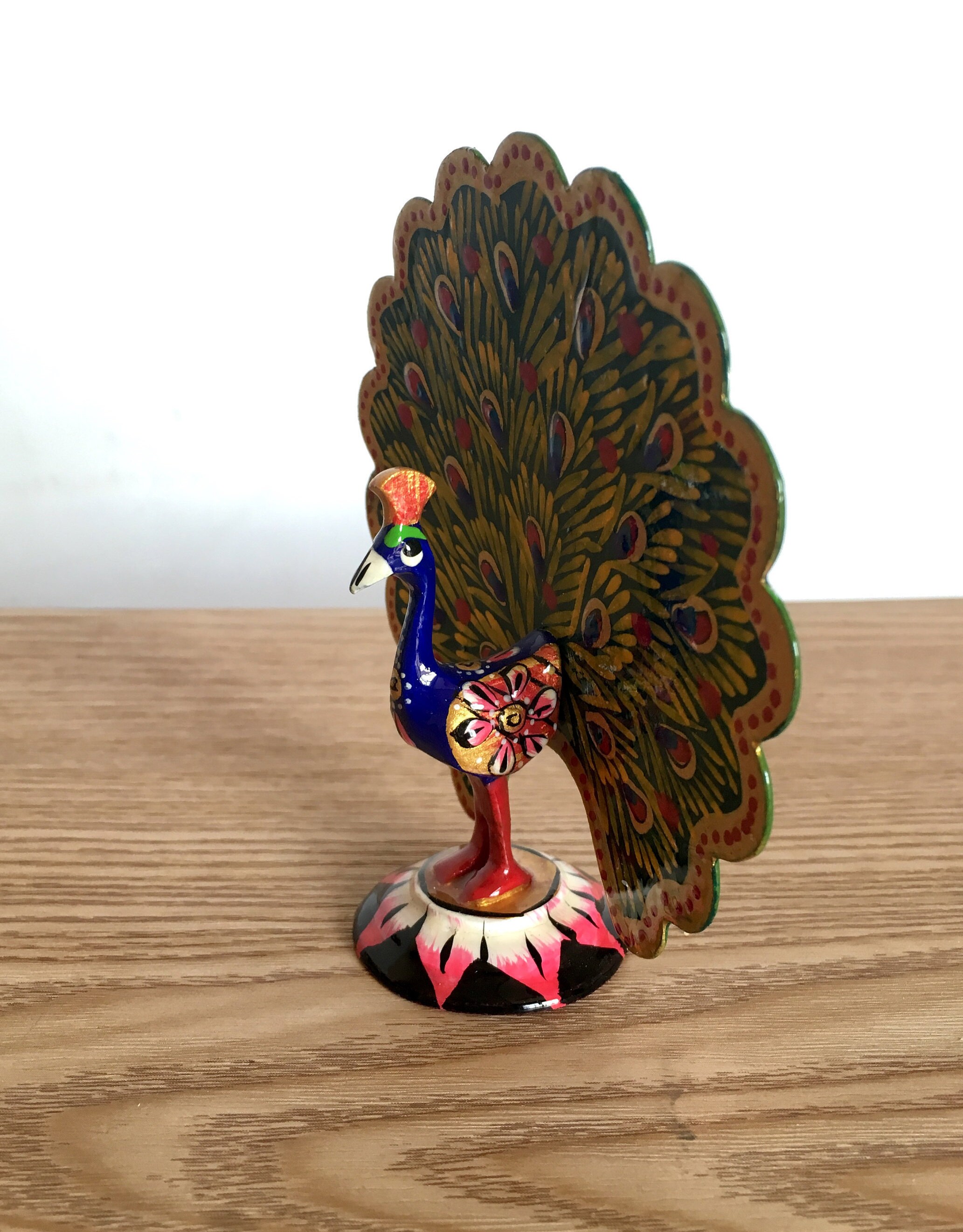 Peacock Figurine, Enamelled Peacock Statue Home Decor, Display ...