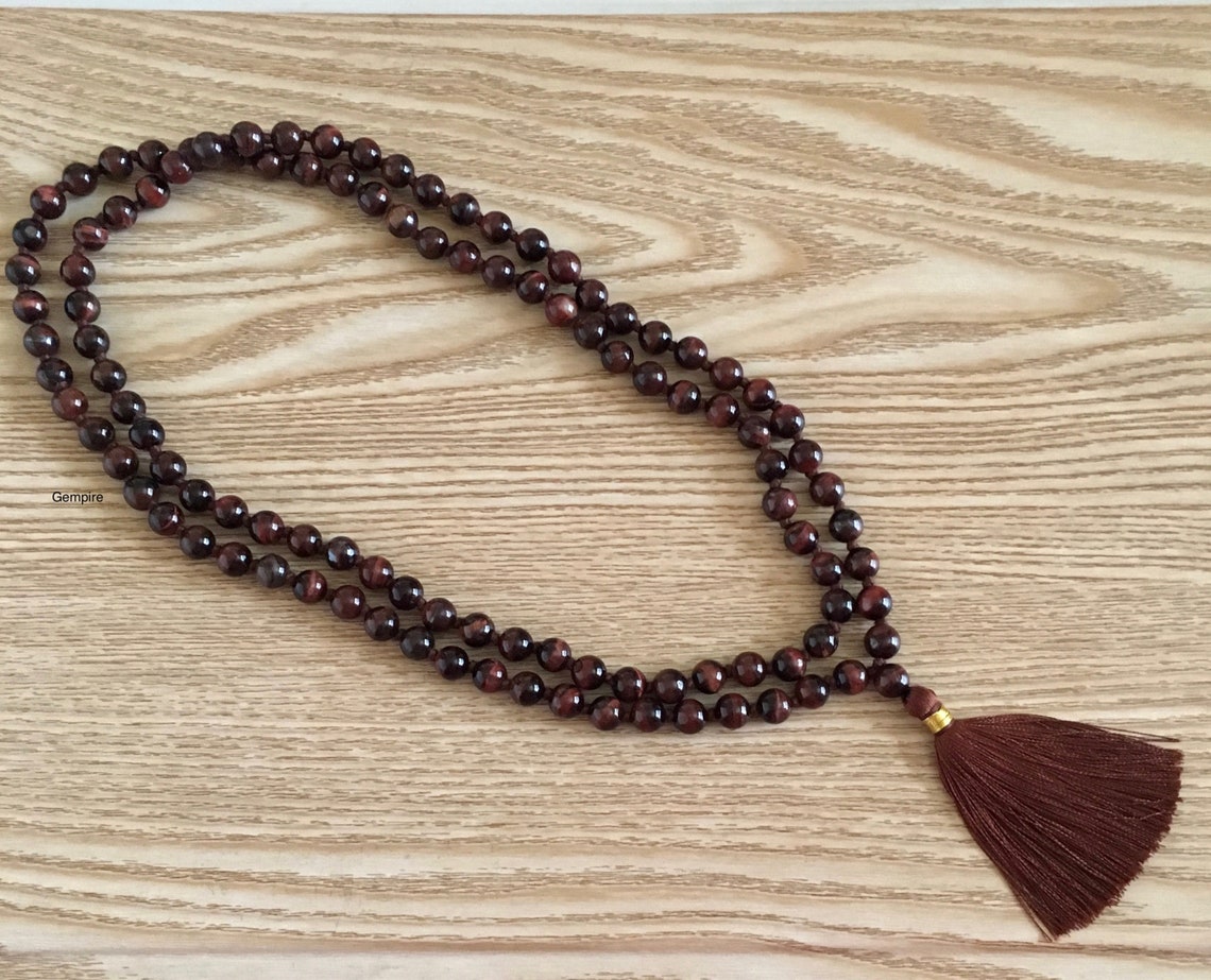 108 Red Tigers Eye Mala Necklace 8-9 Mm Red Tigers Eye - Etsy
