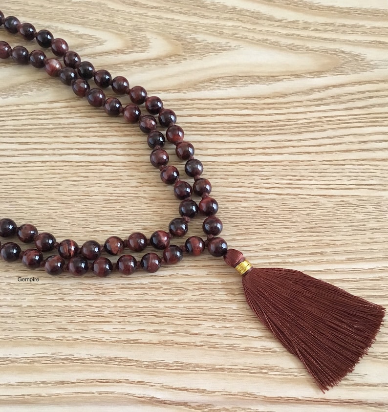 108 Red Tigers Eye Mala Necklace 8-9 Mm Red Tigers Eye - Etsy