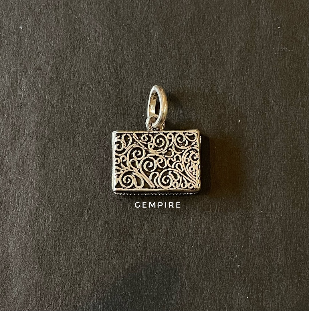 Silver Locket Pendant Rectangle, Sterling Silver Kavach, Prayer Box ...