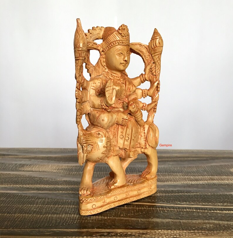 Durga Statue 6 Wood India Statue Hindu Goddess Durga - Etsy