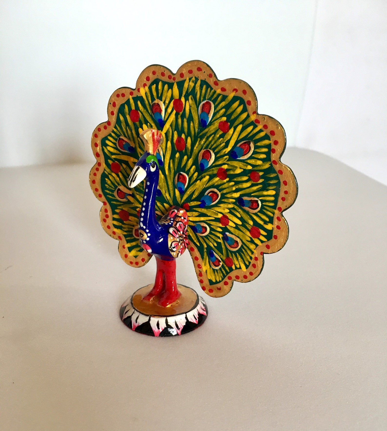 Peacock Figurine Enamelled Peacock Statue Home Decor Display - Etsy