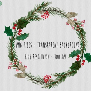 Watercolor Christmas Set Clip Art Hand Painted - Set Leaves and Flowers ...