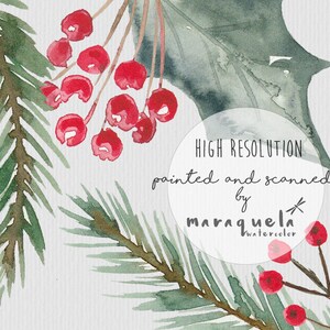 Watercolor Christmas Set Clip Art Hand Painted - Set Leaves and Flowers ...
