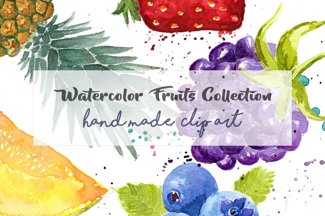 Watercolor Fruits Clipart Collection - Hand Made, Strawberry, Pineapple ...