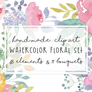 Watercolor Flowers Hand Painted Clip Art Collection - Floral Set ...