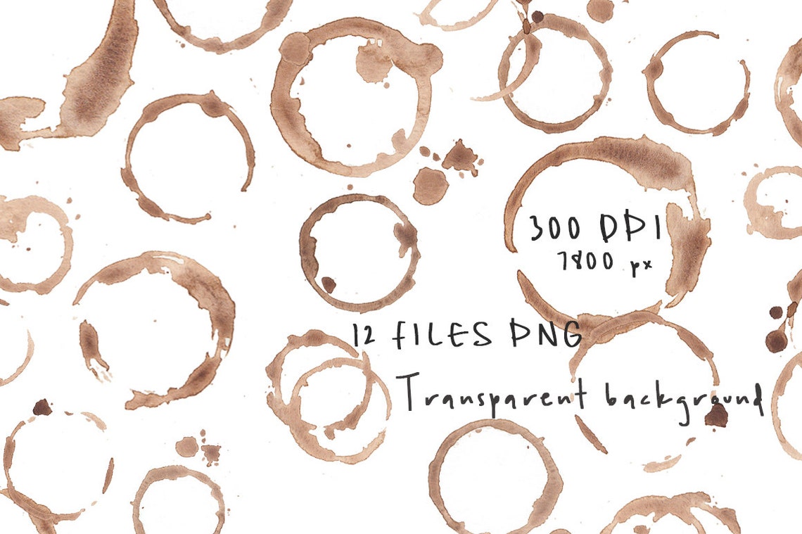 Watercolor Coffee Stains Clipart Collection - Hand Pinted, Coffee Spots ...