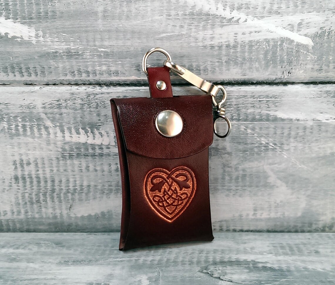 Leather Keychain Mini Container/leather Key Fob Mini Pouch - Etsy