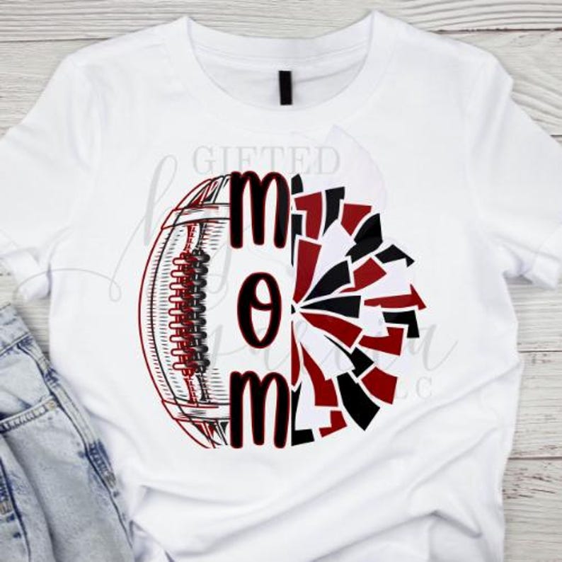 MOM, Football, Cheer Mom, School Spirit. Black and Maroon, Png Digital ...