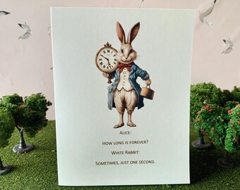 White Rabbit, Art Greeting Card, Alice in Wonderland - Etsy