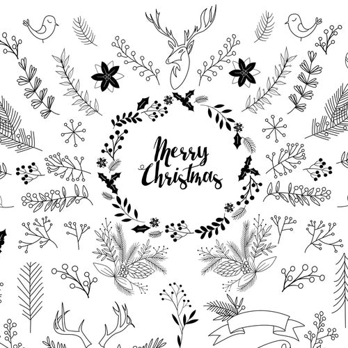 Christmas Tree Line Art Clipart SVG Bundle Commercial Use - Etsy