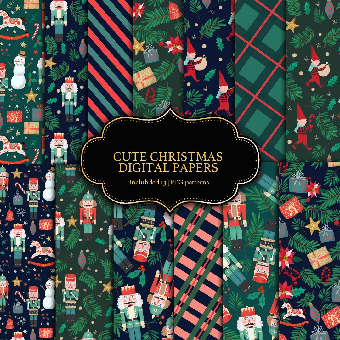 Christmas Digital Paper Christmas Tree Scrapbook Paper Holiday ...