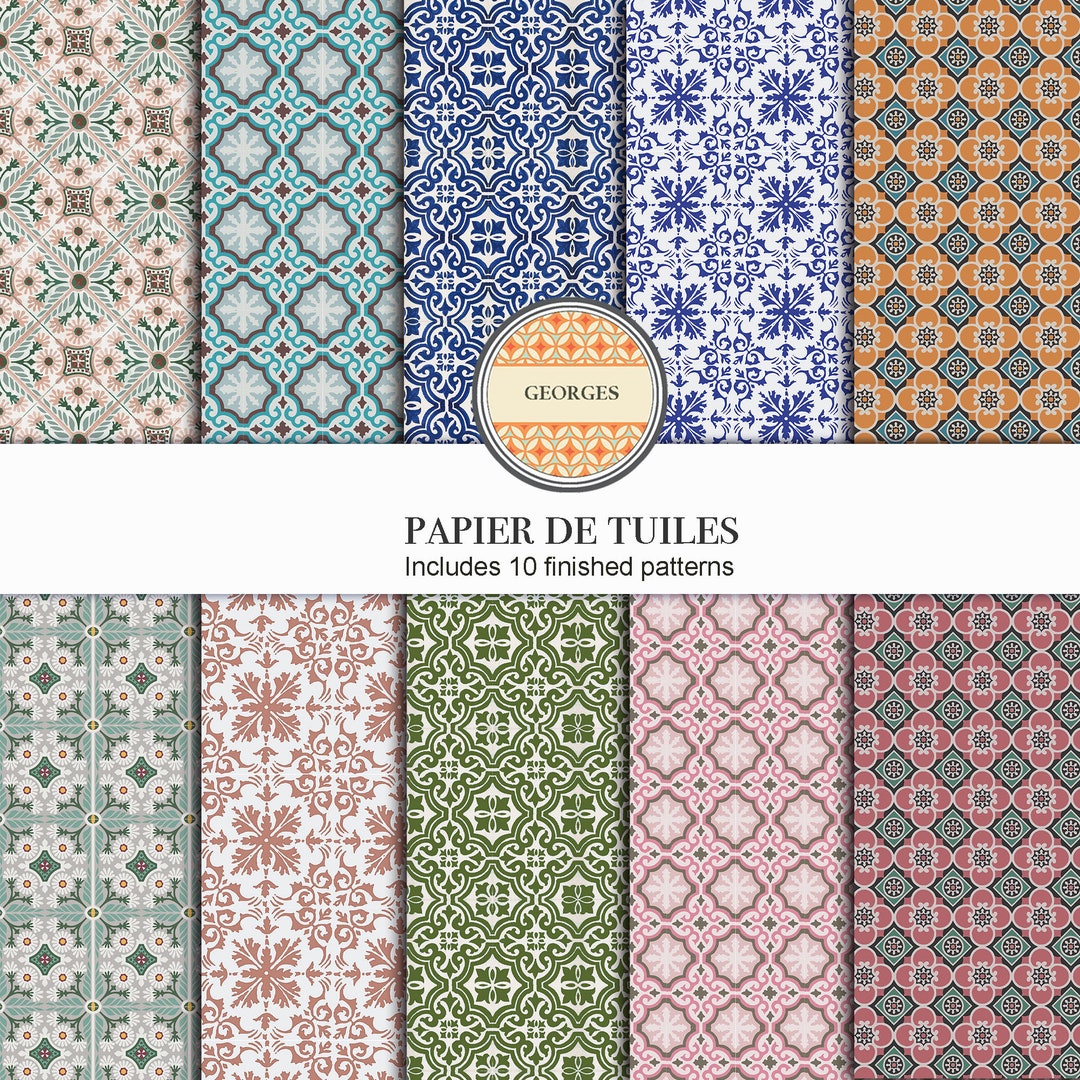 Digital Paper Tiles, Tile Patterns, Blue Portuguese Tiles, Tile Paper ...