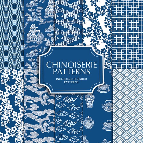 Chinoiserie Digital Paper Chinese Patterns Red & White - Etsy