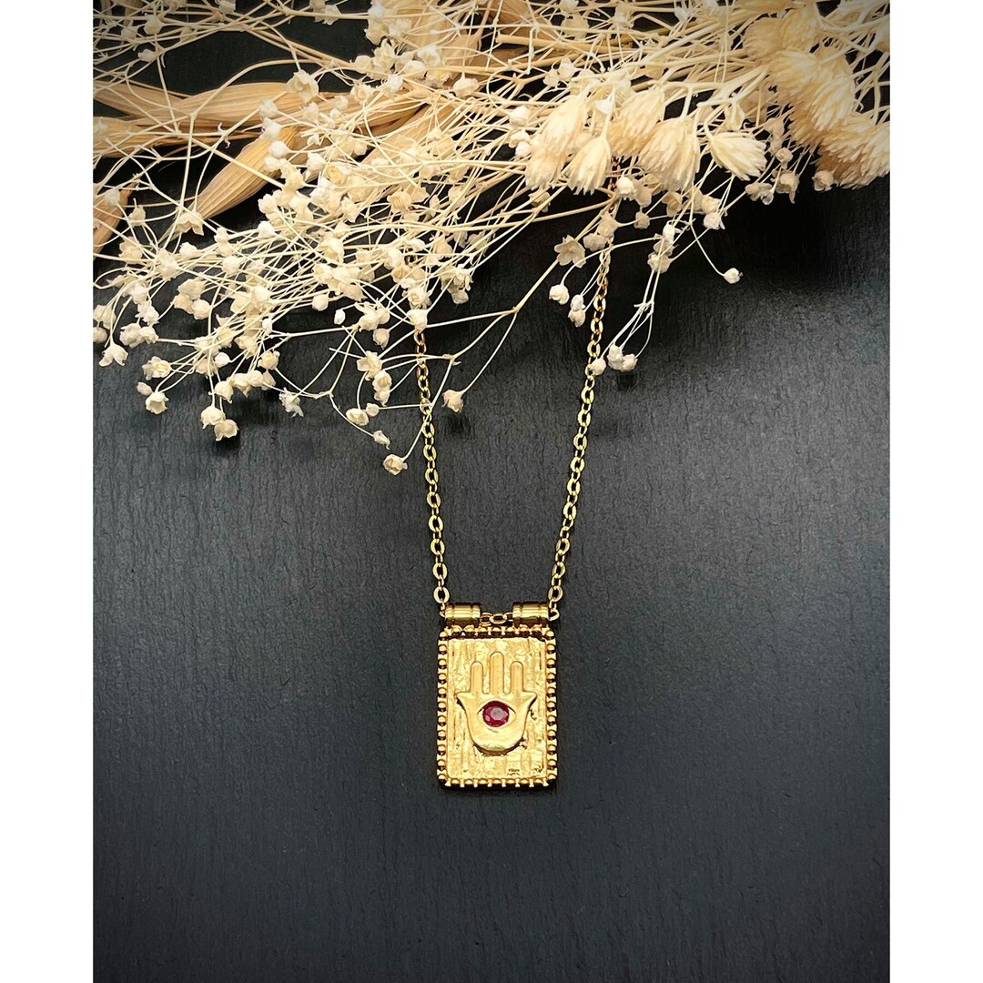 Gold Plated Necklace With Protective Hand Pendant / Boho Jewelry - Etsy