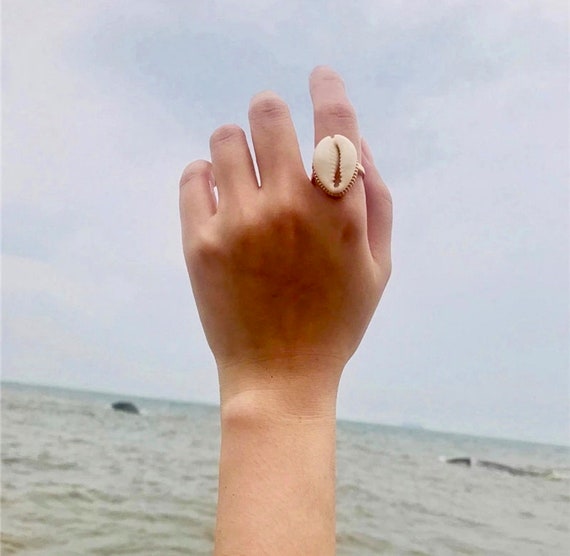The Gold-plated Cauri Shell Ring: Size France 55 Size US 7 | Etsy