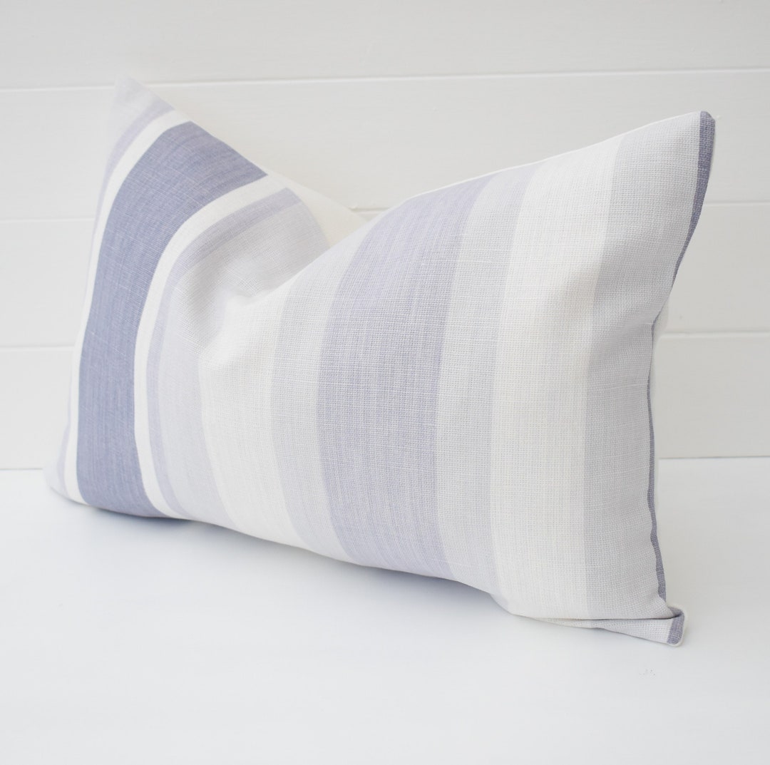 Laura Ashley Purple Stripe Cushion, Rectangle Awning Stripe Pale Iris ...