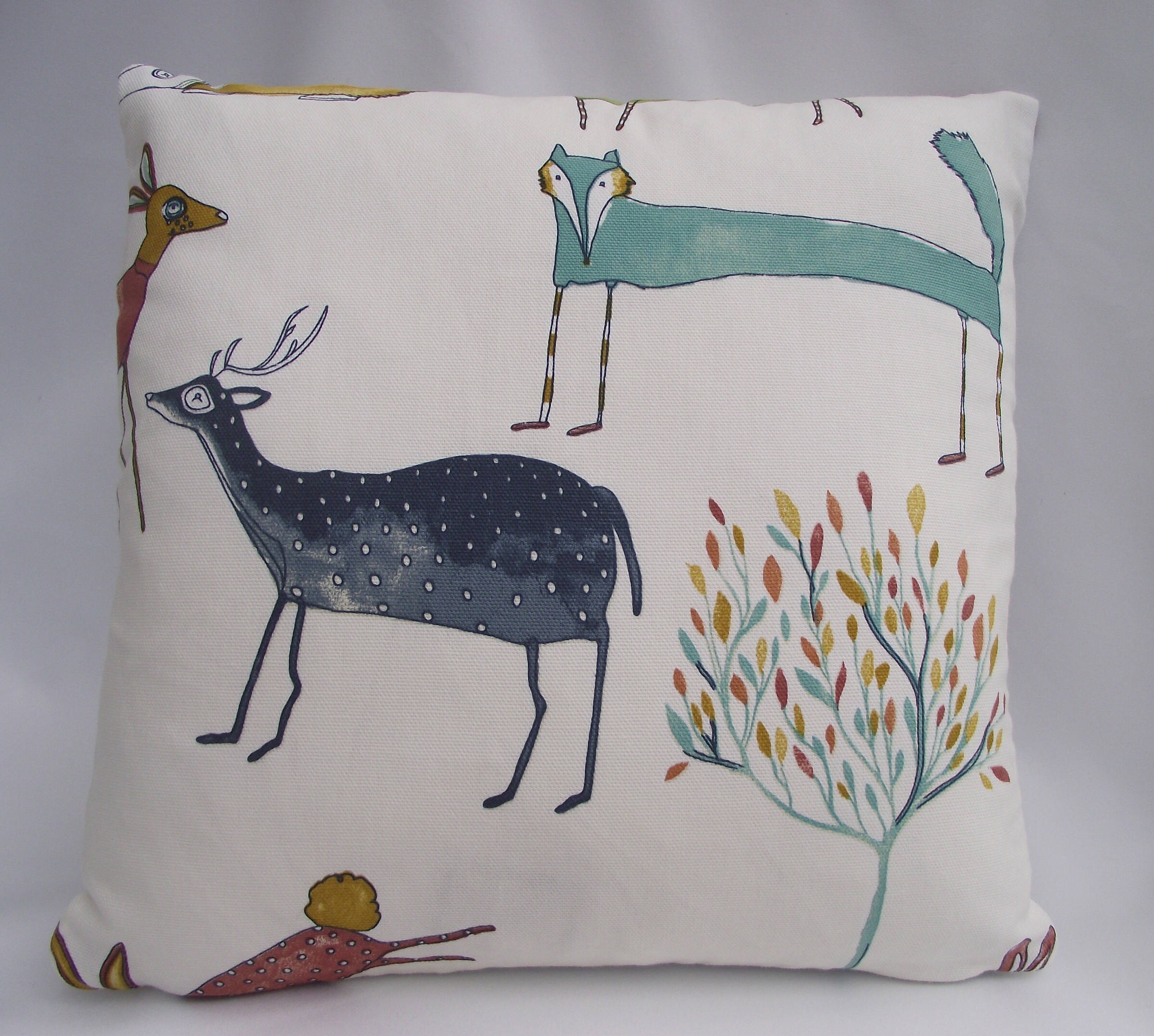 Small Woodland Animal Cushion Vibrant Forest Animals - Etsy UK