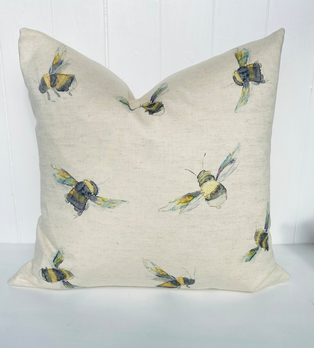 Voyage Maison Buzzing Bees Cushion, Handmade and Backed With Organic Cotton Fabric With a Zip ...