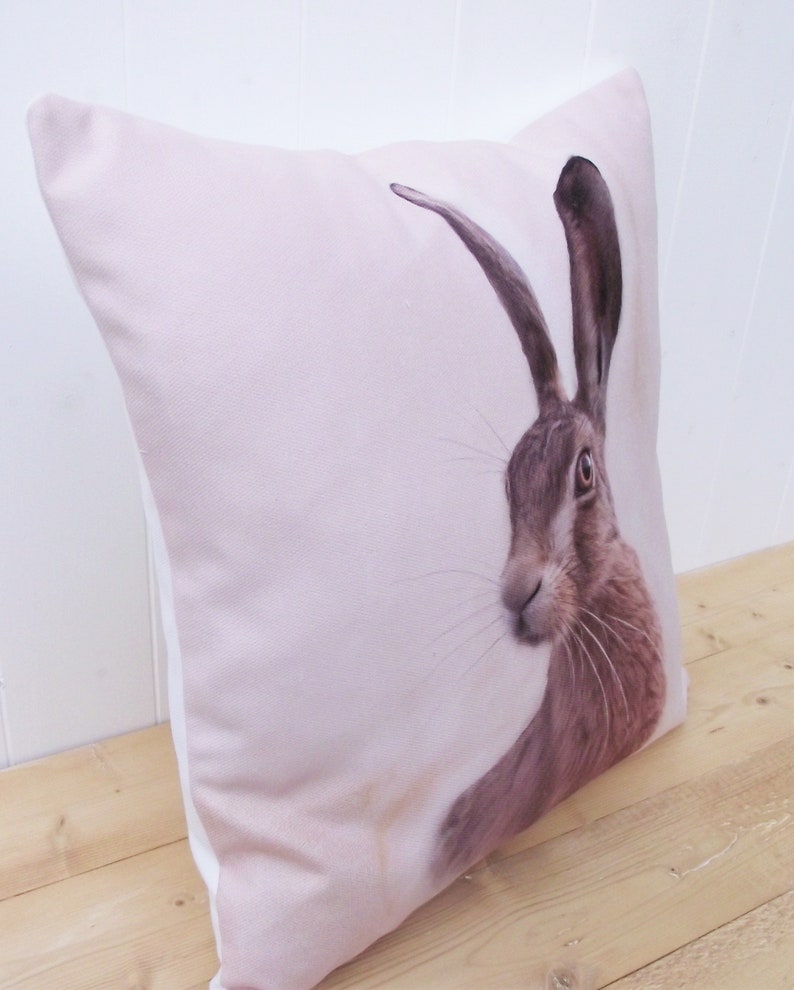 Hare Cushion Rabbit Art Work Print by UK Artists Handmade - Etsy UK