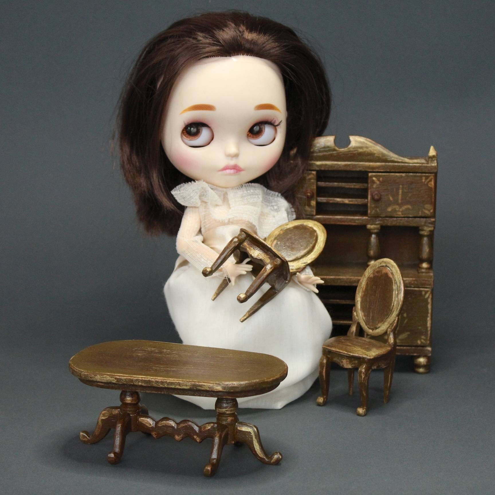 Handcrafted Artisan Provincial Style Fairy Dollhouse With Wooden Tiny ...