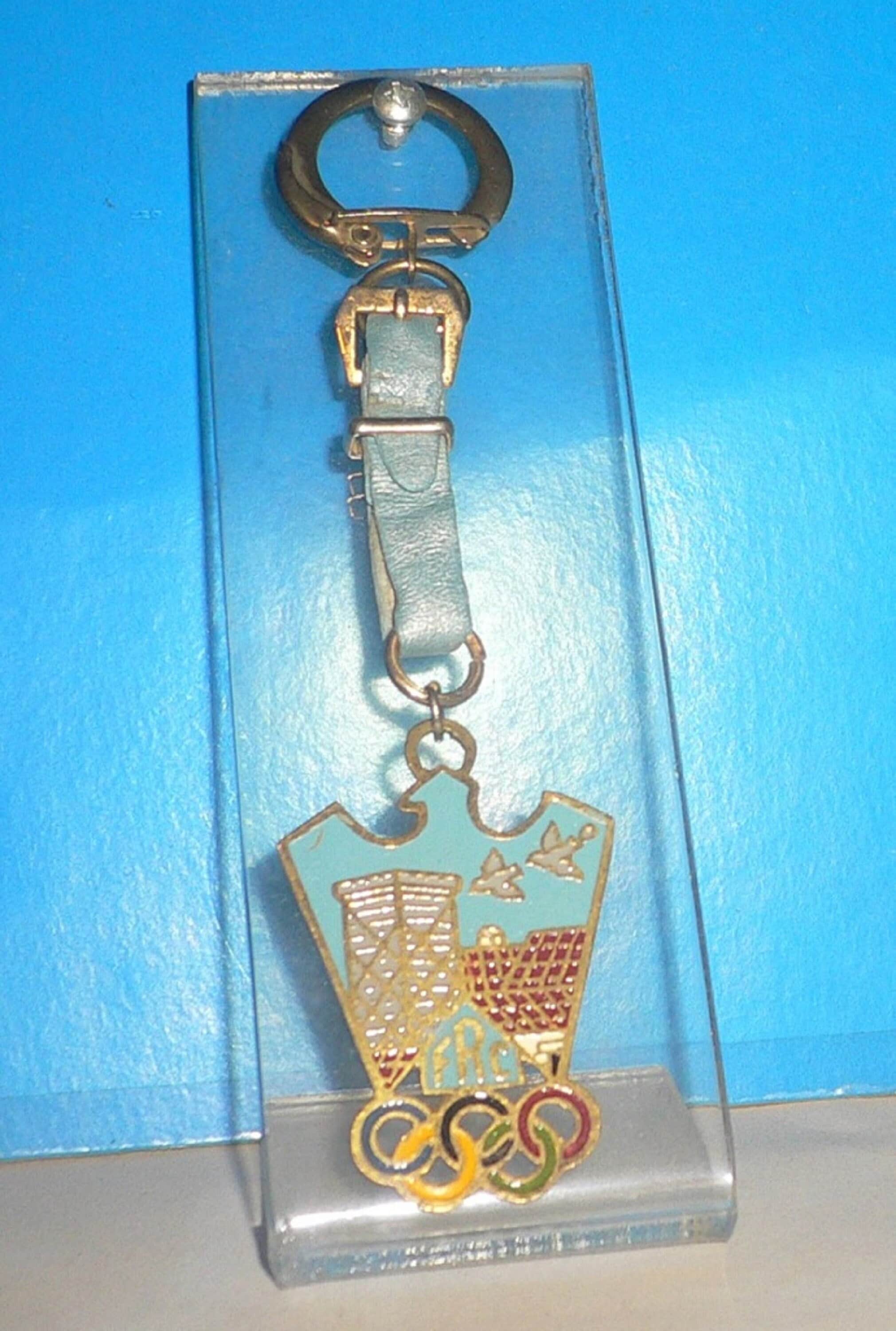 Olympic Games Vintage ORIGINAL Old Olympic FRC Leather Keychain With ...