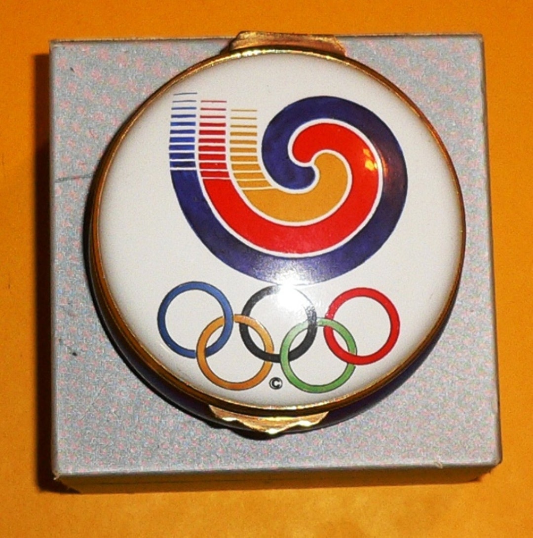 1988 Olympic Games Seoul ORIGINAL Crummles & Co English Enamels Trinket ...