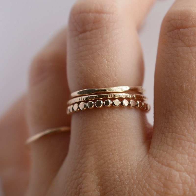 14k Gold Ring Set - Etsy
