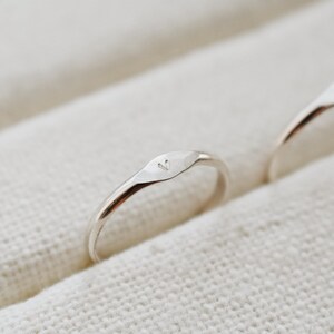 Sterling Silver Initial Ring, Personalised Signet Ring, Tiny Signet Ring, Silver Signet Ring ...