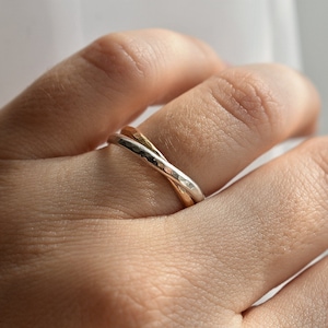 14k Gold and 925 Silver Russian Twist Ring, Gift for Her, Interlocking ...