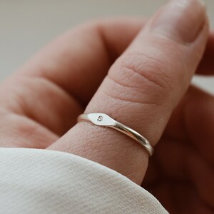 Sterling Silver Initial Ring, Personalised Signet Ring, Tiny Signet Ring, Silver Signet Ring ...