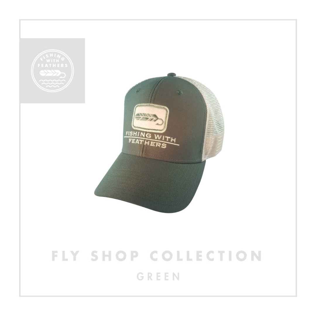Green Fly Shop Hat - Snap Back Trucker Hat - Fishing With Feathers - Etsy