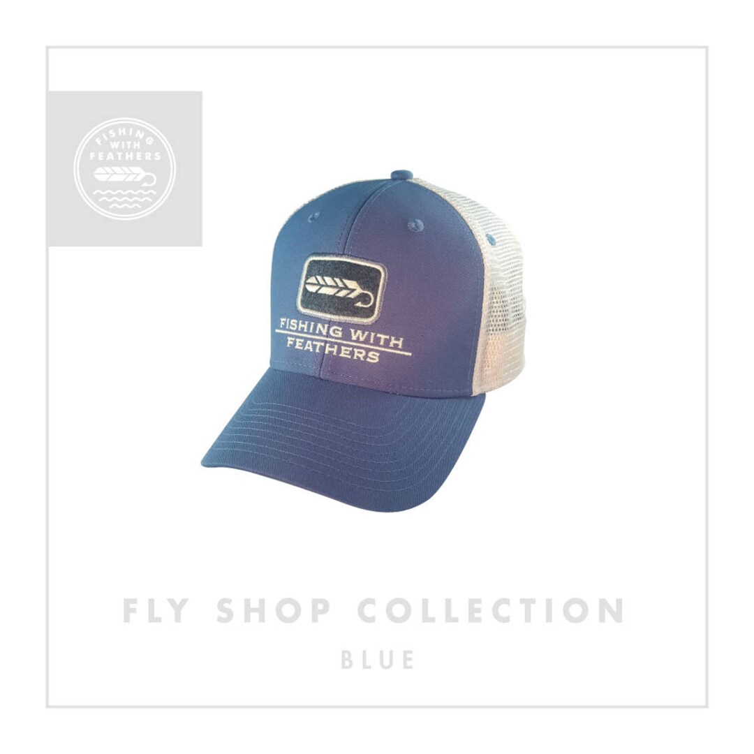 Blue Fly Shop Hat - Snap Back Trucker Hat - Fishing With Feathers - Etsy