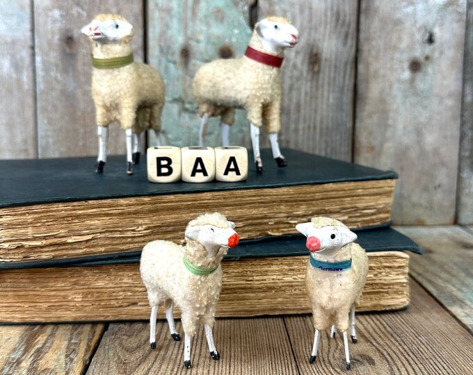 Vintage Collection of German Putz Sheep 4 Matchstick Leg Sheep Vintage ...
