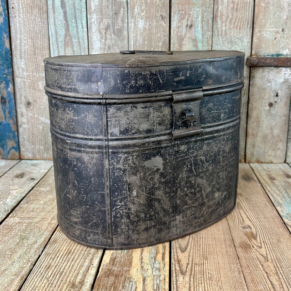 Antique Metal Hat Box - Etsy