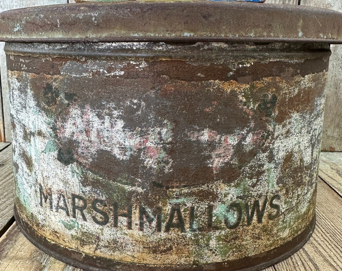 Rusty Old Tin Vintage Marshmallow Tin the Cracker Jack Comp. Farmhouse ...