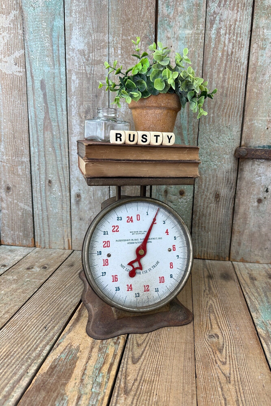Rustic Old Kitchen Scale - Farmhouse Decor - Patent Date 1913 - Vintage ...
