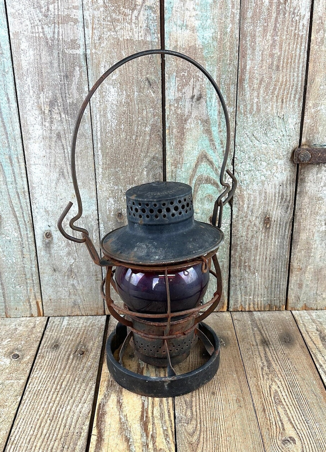 Antique Lantern Rustic Dressel Railroad Lantern Red Globe Arlington, NJ ...