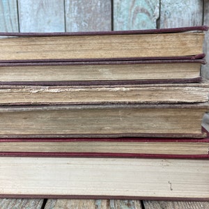 Shabby Old Books Stack of Red Covered Books 6 Vintage | Etsy