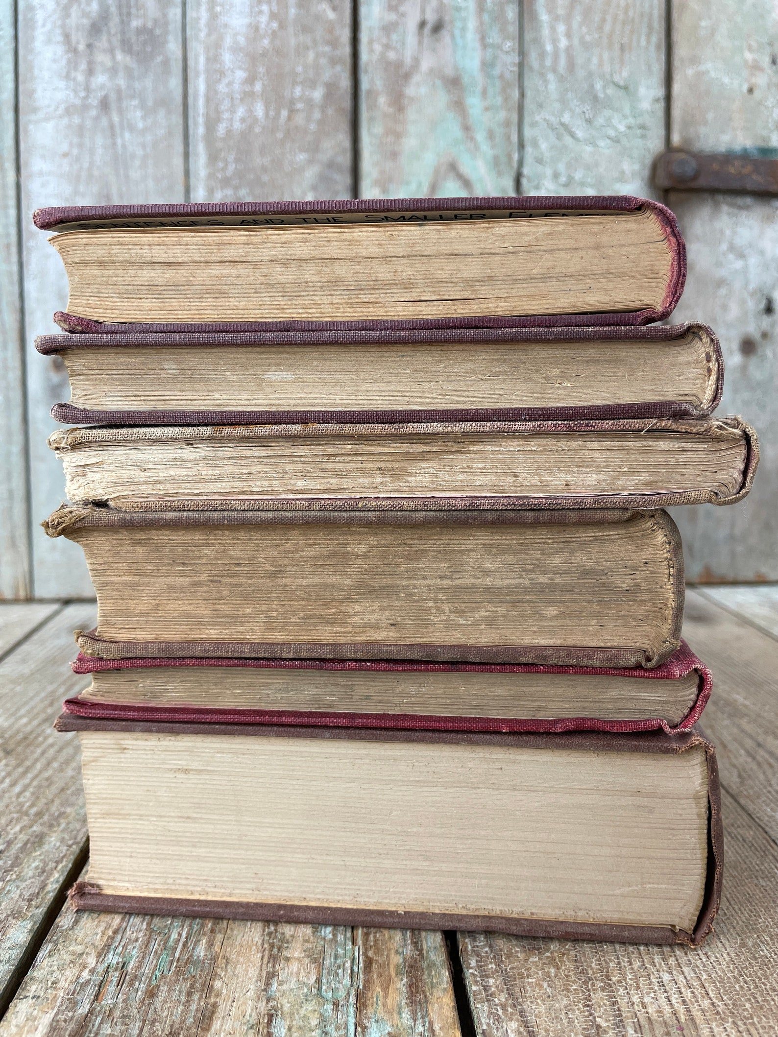 Shabby Old Books Stack of Red Covered Books 6 Vintage | Etsy