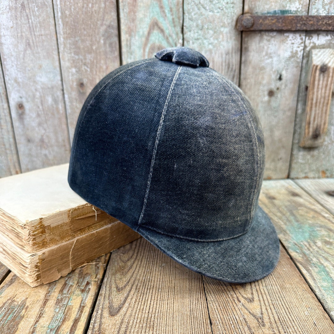 Vintage Equestrian Riding Helmet Shabby Old Hunt Cap Black Horse Riding ...