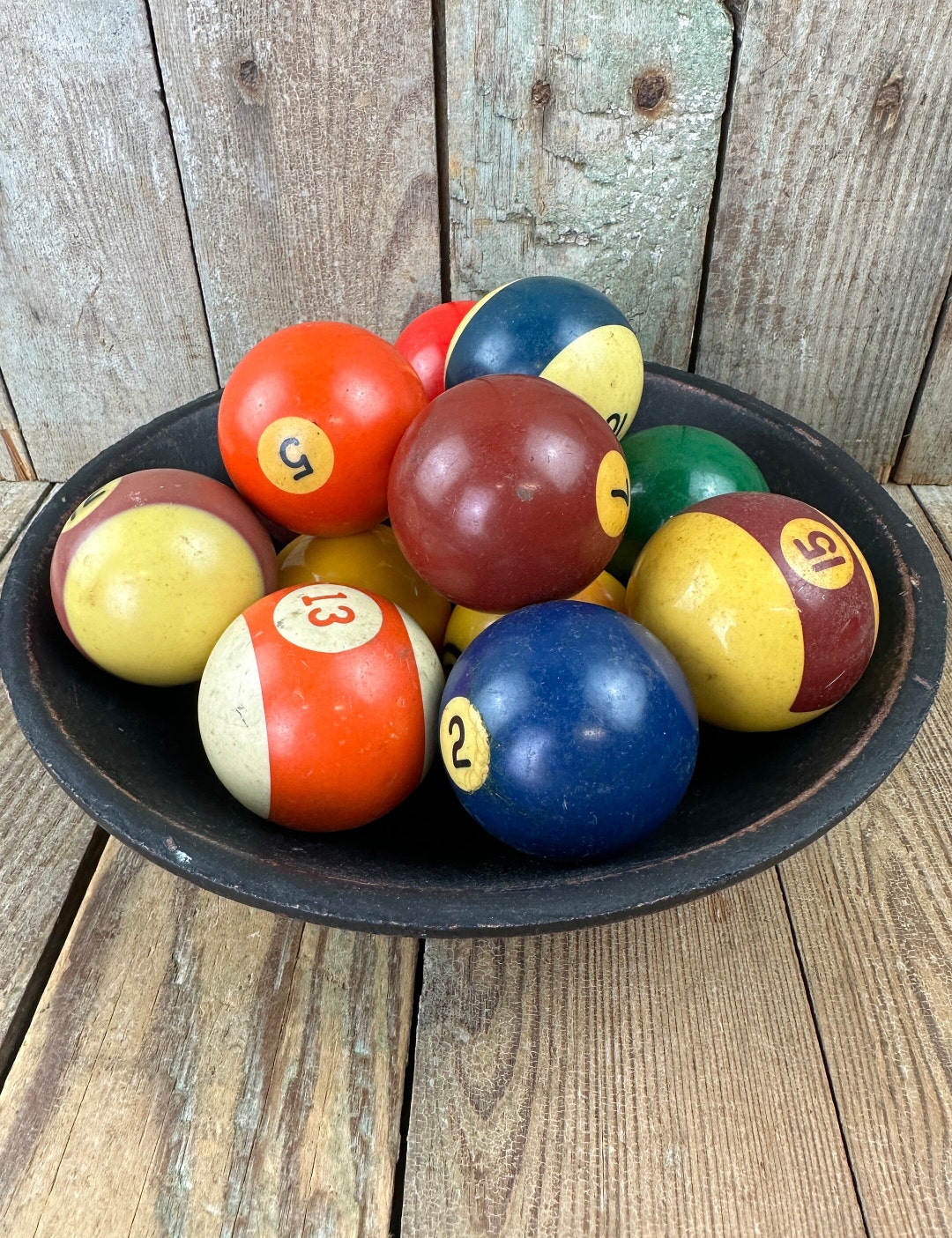 Various Old Billiard Balls Vase Filler 13 Distressed Assorted Pool ...