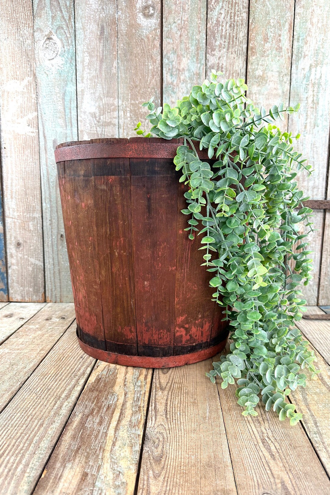 Rustic Old Bucket Antique Sap Bucket Primitive Wooden Bucket Vintage ...