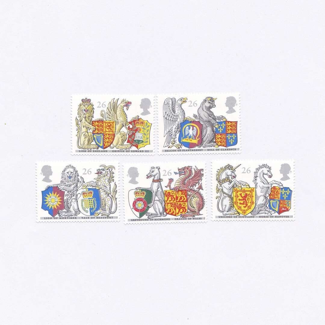 1998: Queen's Beasts Mint Postage Stamps | Heraldry & Coat of Arms With ...