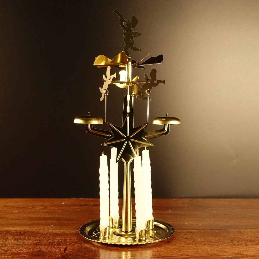 Traditional Angel Chime Carousel Swedish Candle Holder 4 Candles ...