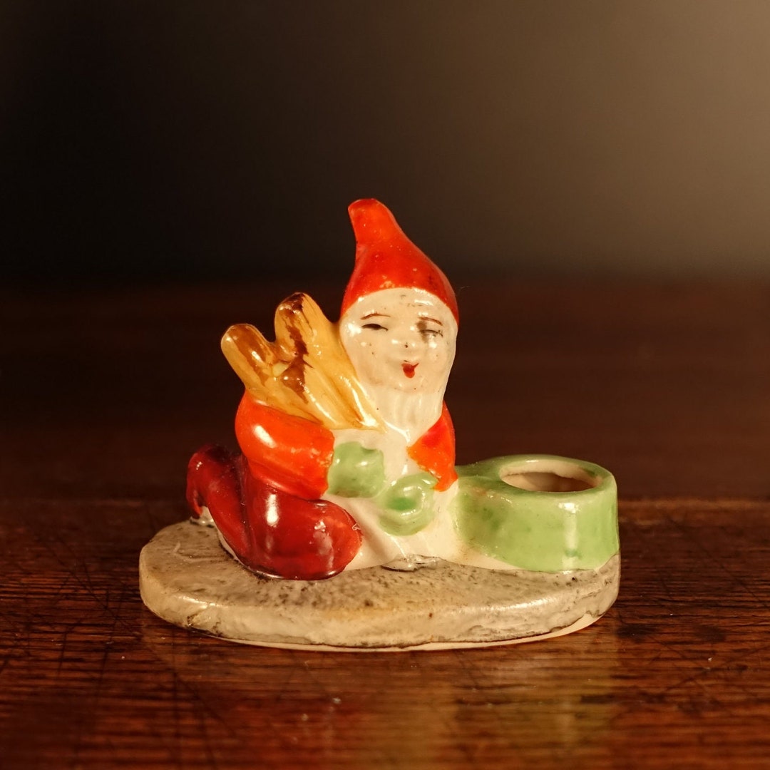 Antique 1950s Danish Santa Figurine Small Porcelain Candle Holder ...