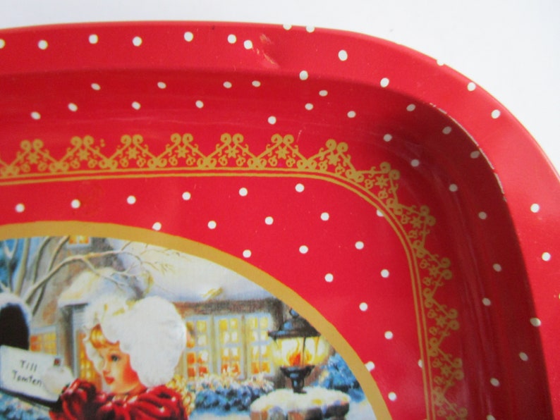 Vintage Swedish Christmas Tray Small Metal Tray Red Green | Etsy