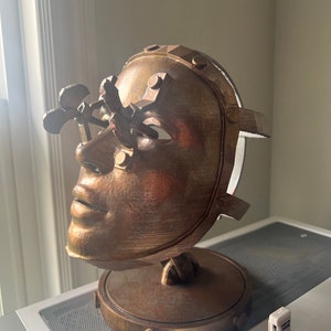 Captivating 10-inch Hand-painted Torture Mask on Stand: Intriguing 3D ...