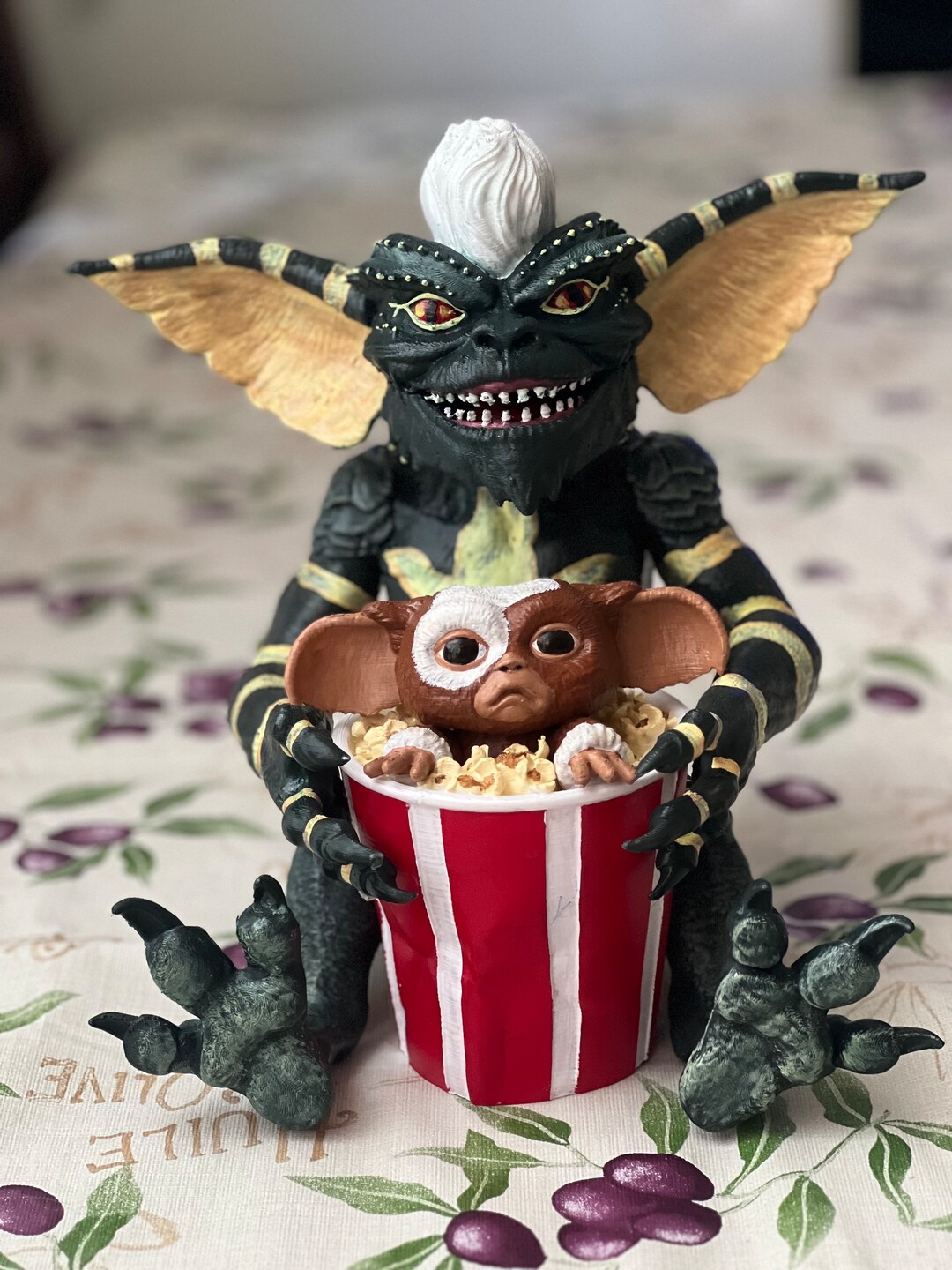 Hand-painted Gremlin Holding Gizmo in Popcorn Bucket Unique Collectible ...